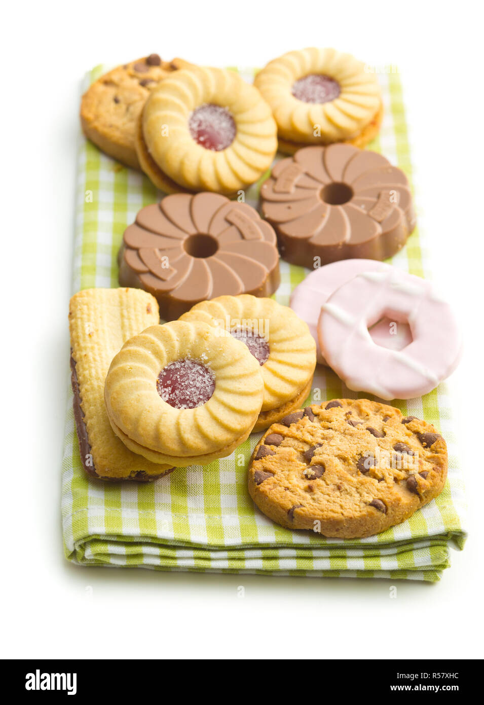 Various sweet biscuits on checkered napkin Stock Photo - Alamy