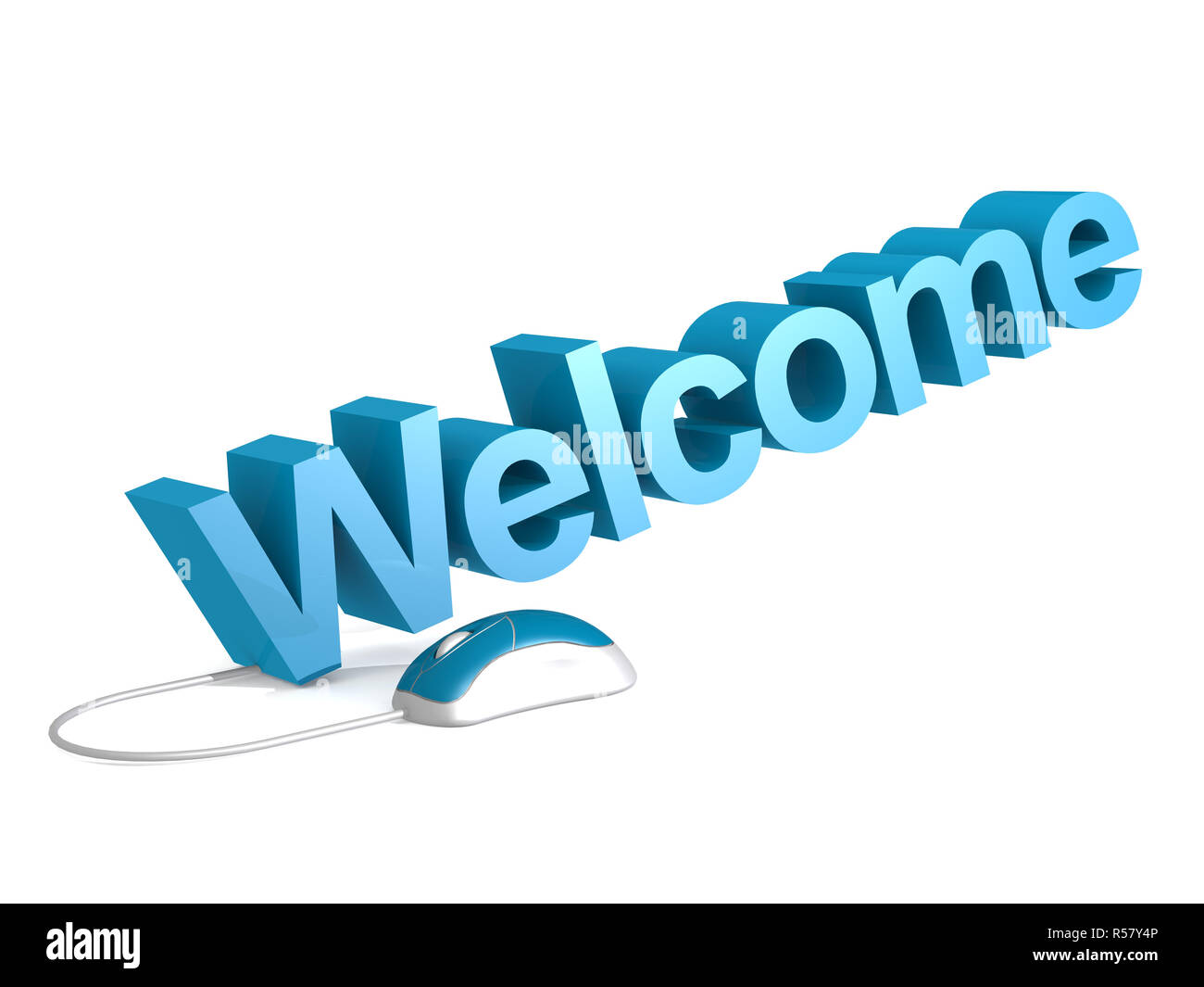 Welcome word with blue mouse Stock Photo - Alamy