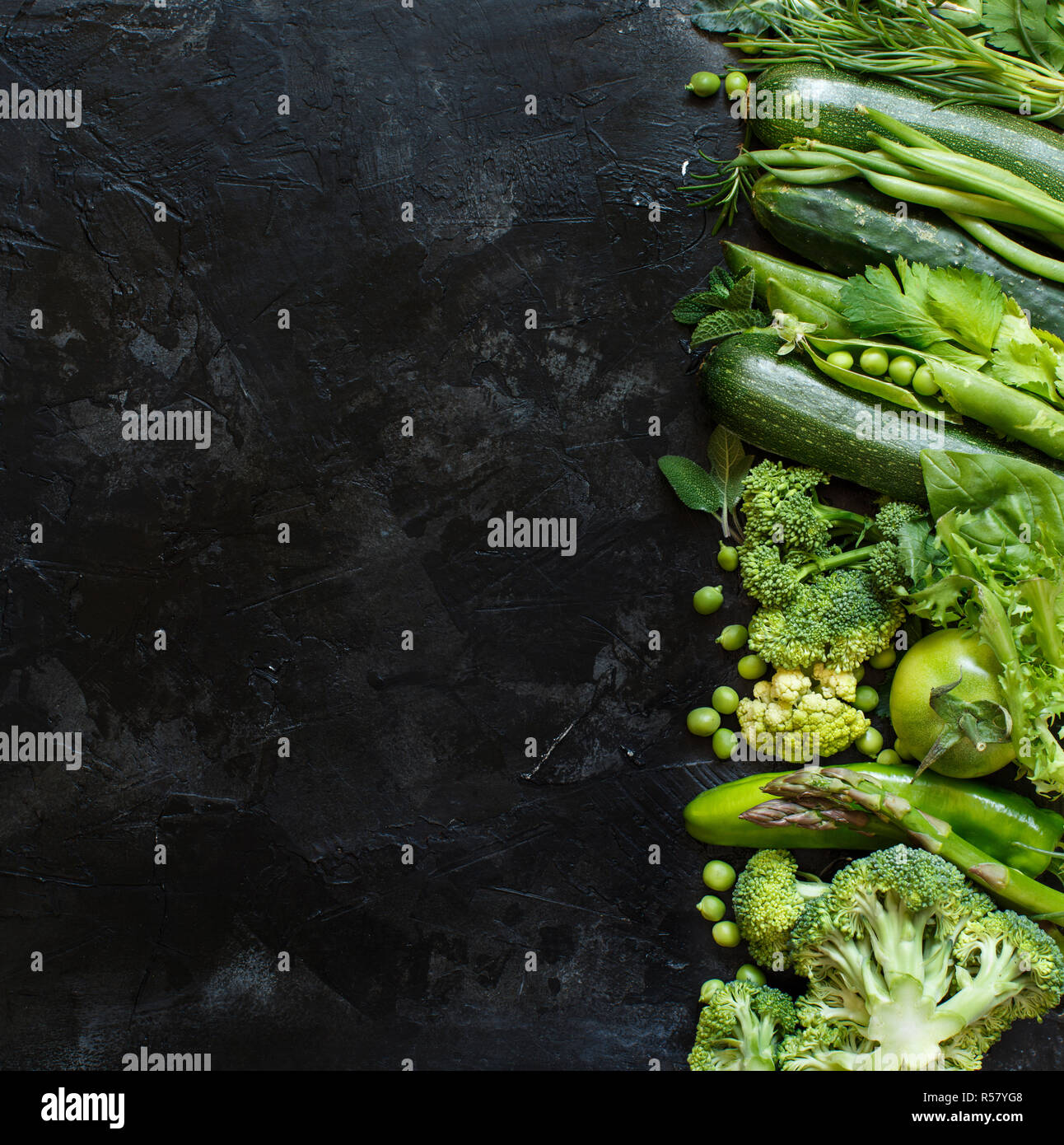 Green vegetables border Stock Photo - Alamy