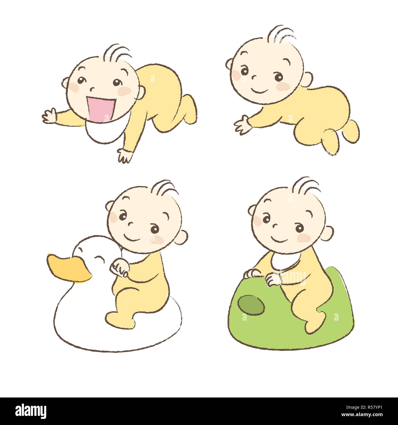 Set of babies various poses and expression Stock Photo - Alamy