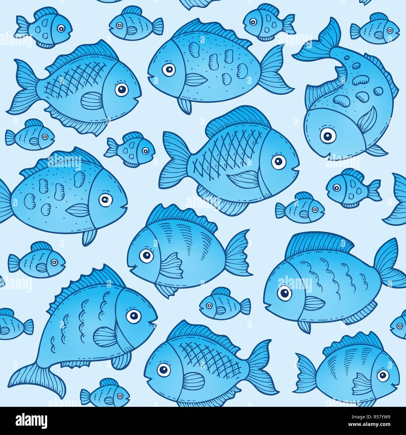 Seamless background with fish drawings 1 Stock Photo - Alamy
