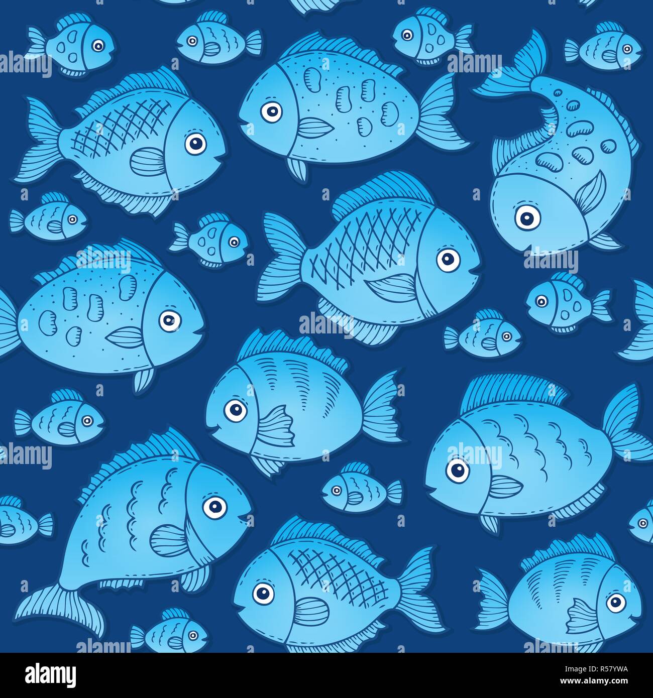 Seamless background with fish drawings 2 Stock Photo - Alamy