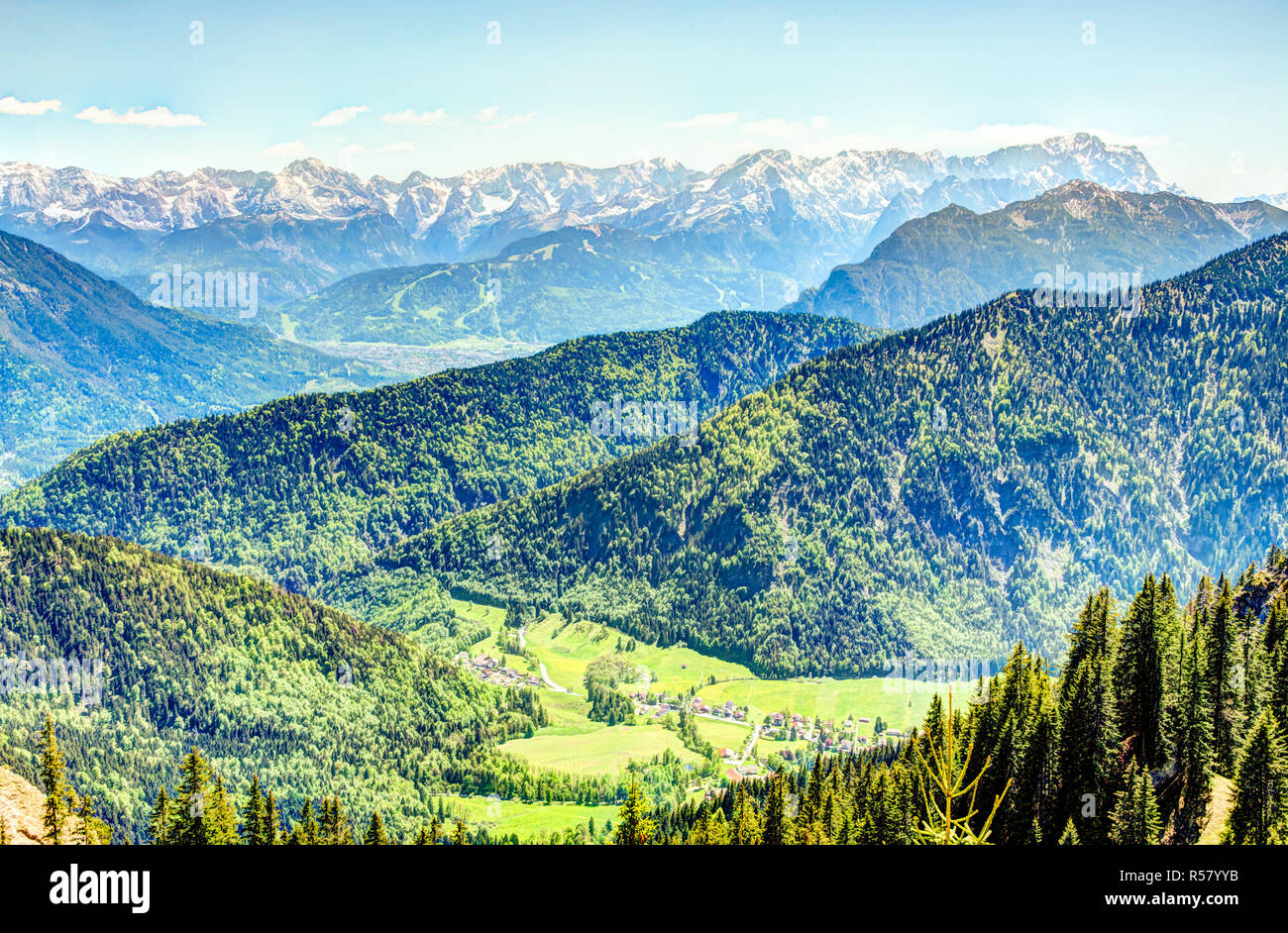 Alpine view to mount Zugspitze Stock Photo - Alamy