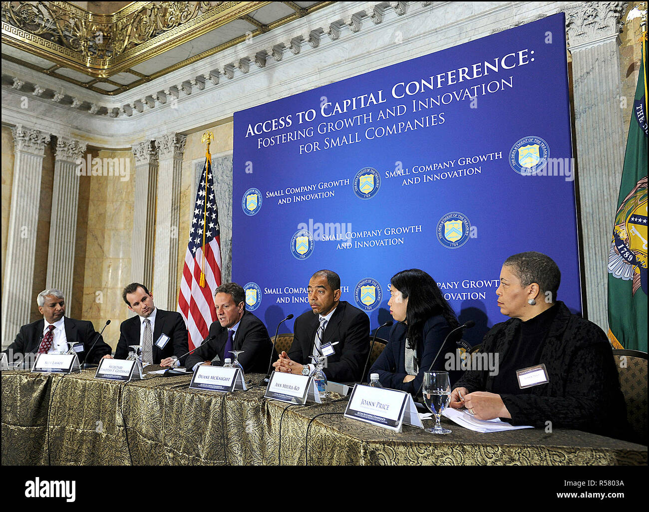Treasury Secretary Tim Geithner moderated the first panel of the day on ...