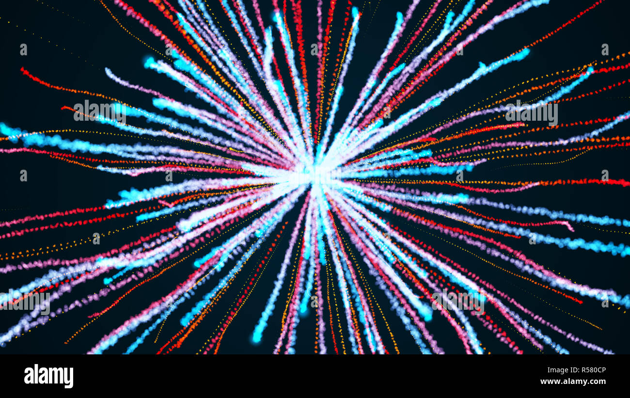 Explosion of particles. Festive fireworks Stock Photo - Alamy