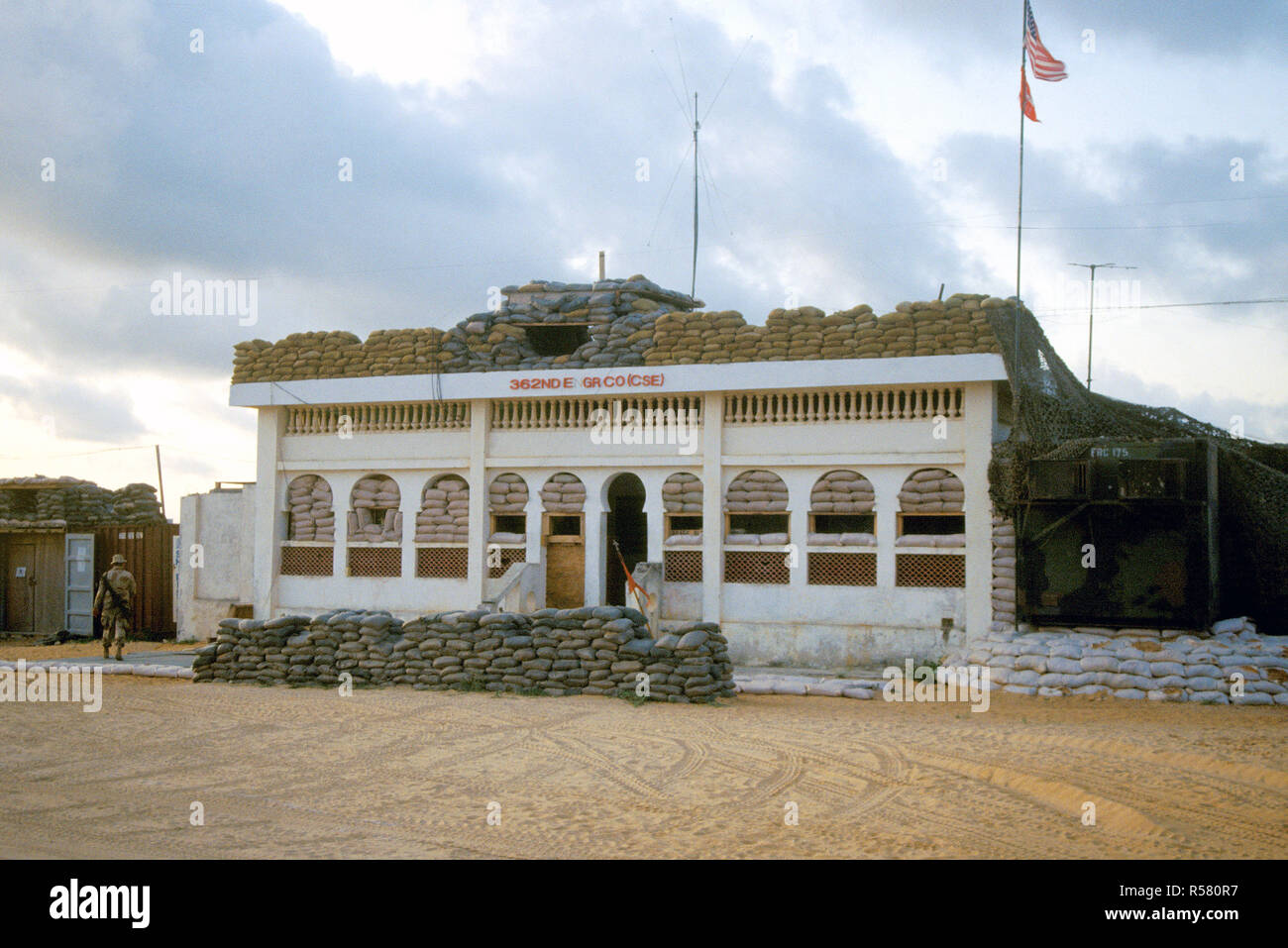 A view of the building housing the 362nd Engineer Company (Combat ...