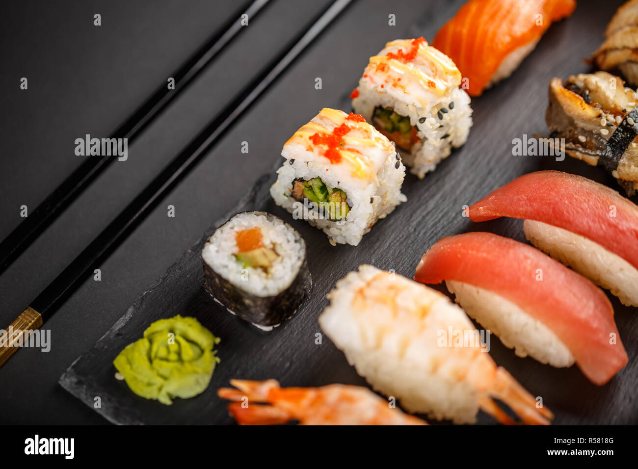 Different kinds of sushi roll Stock Photo - Alamy
