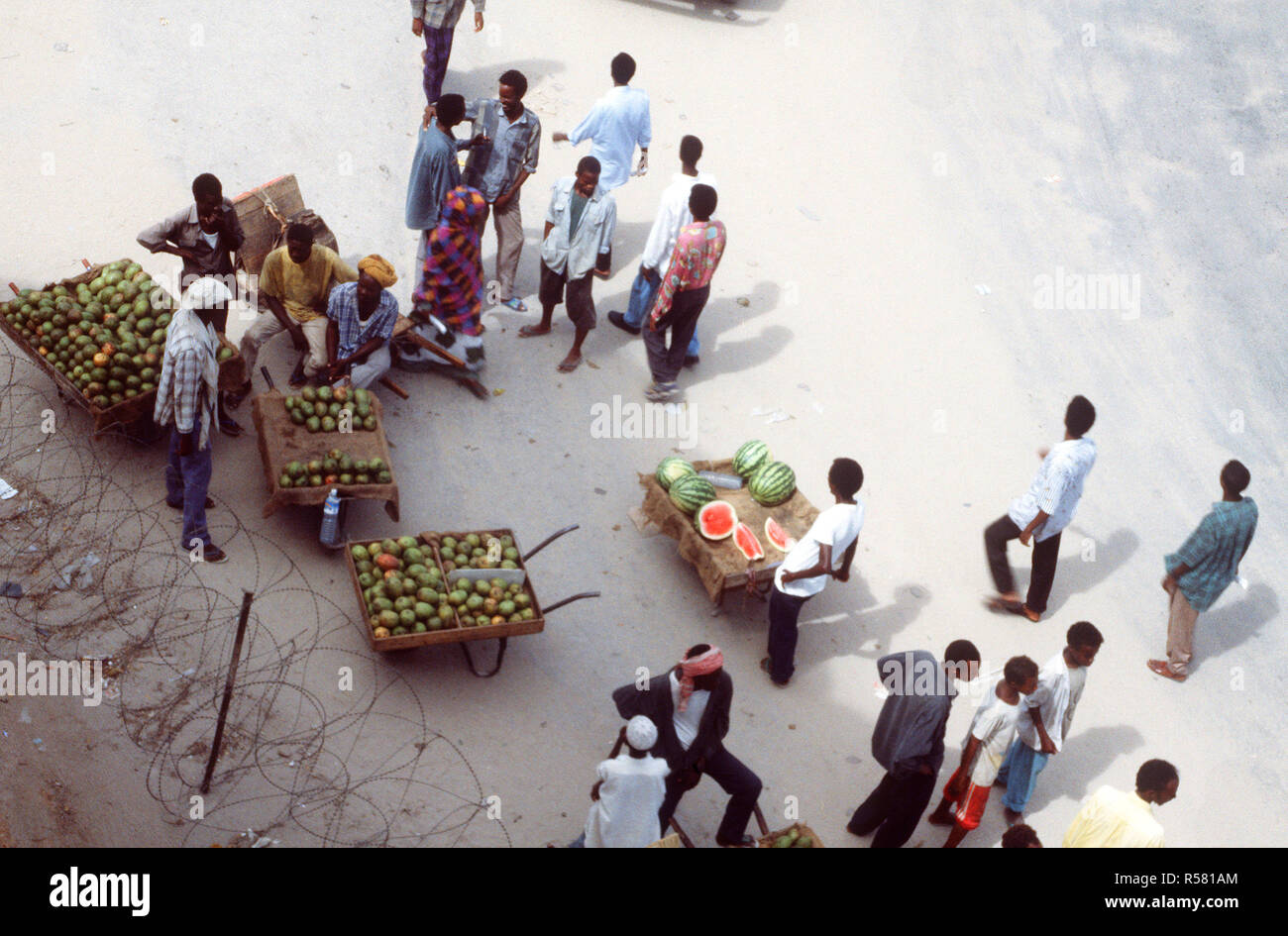 1993 - Somali vendors outside the Bangladesh Army compound near the K-4 ...