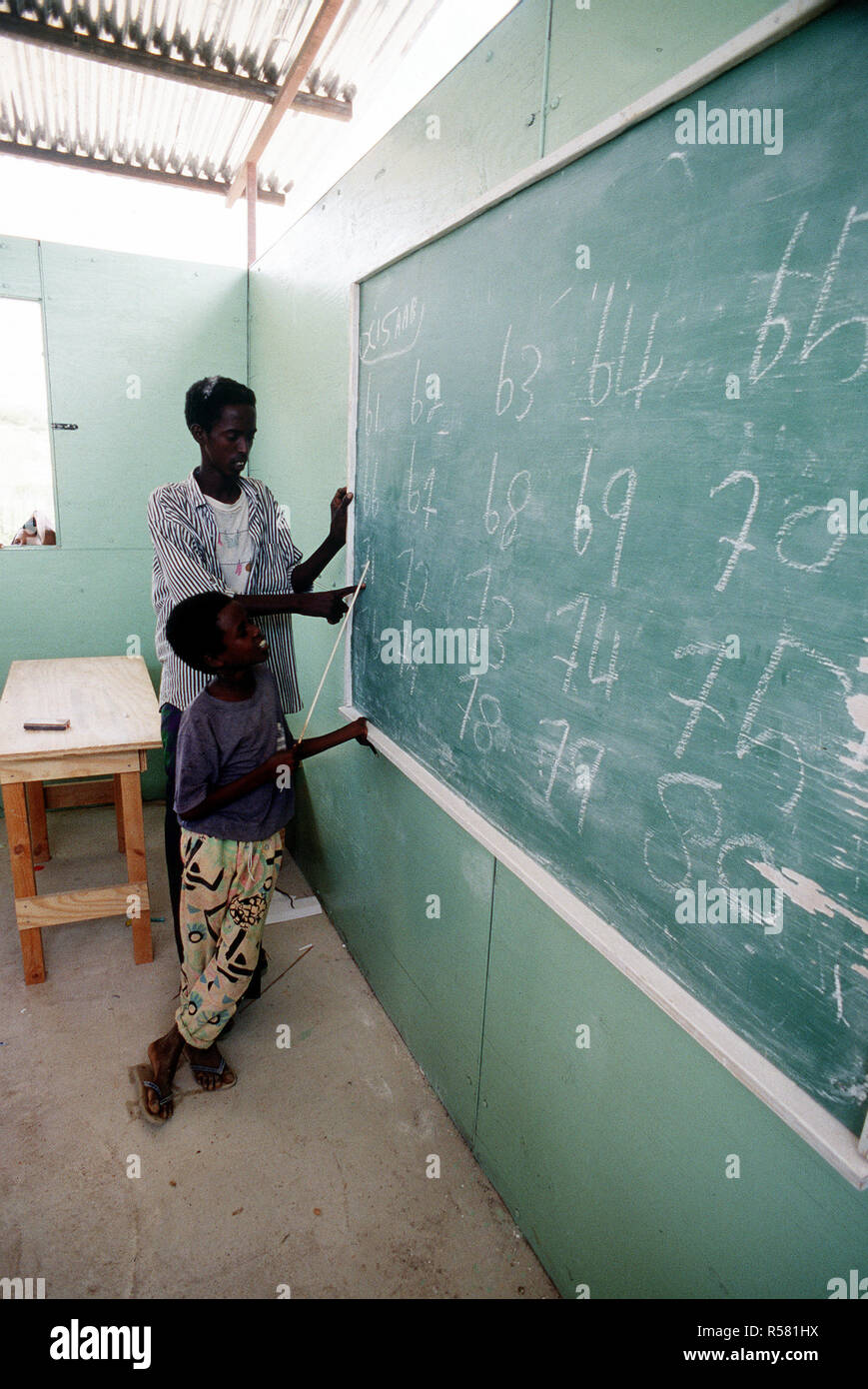 Children attend classes in a school house in Belet Uen, Somalia. The ...