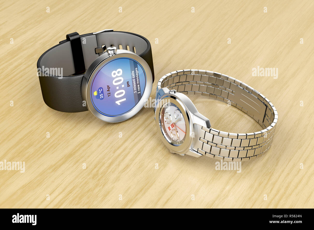 Smart and mechanical wrist watches Stock Photo - Alamy