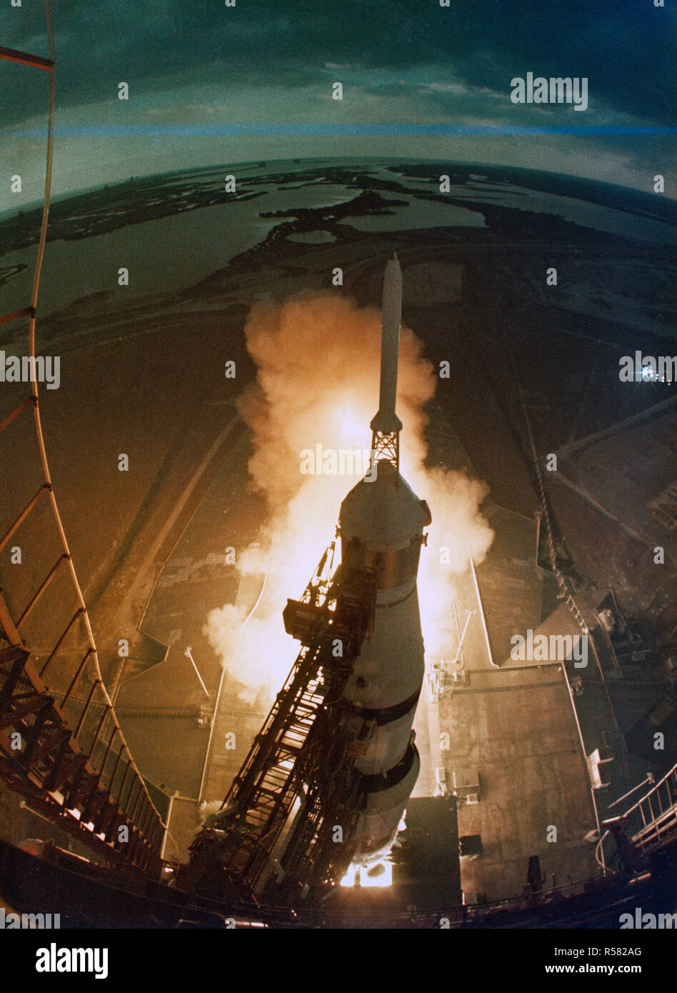 (31 Jan. 1971) --- The huge, 363-feet tall Apollo 14 (Spacecraft 110 ...