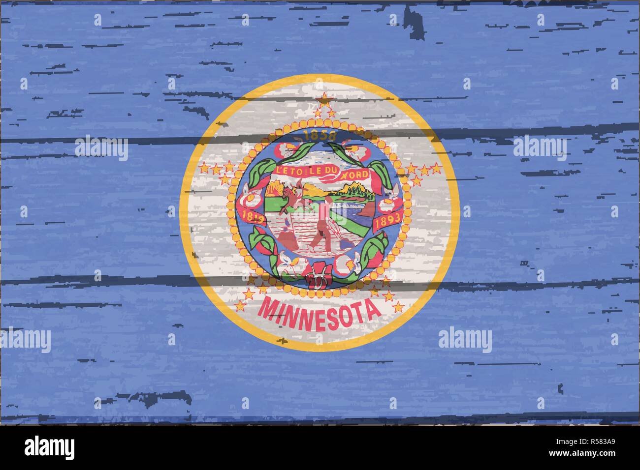 The flag of the USA state of Minnesota on a wooden background Stock ...