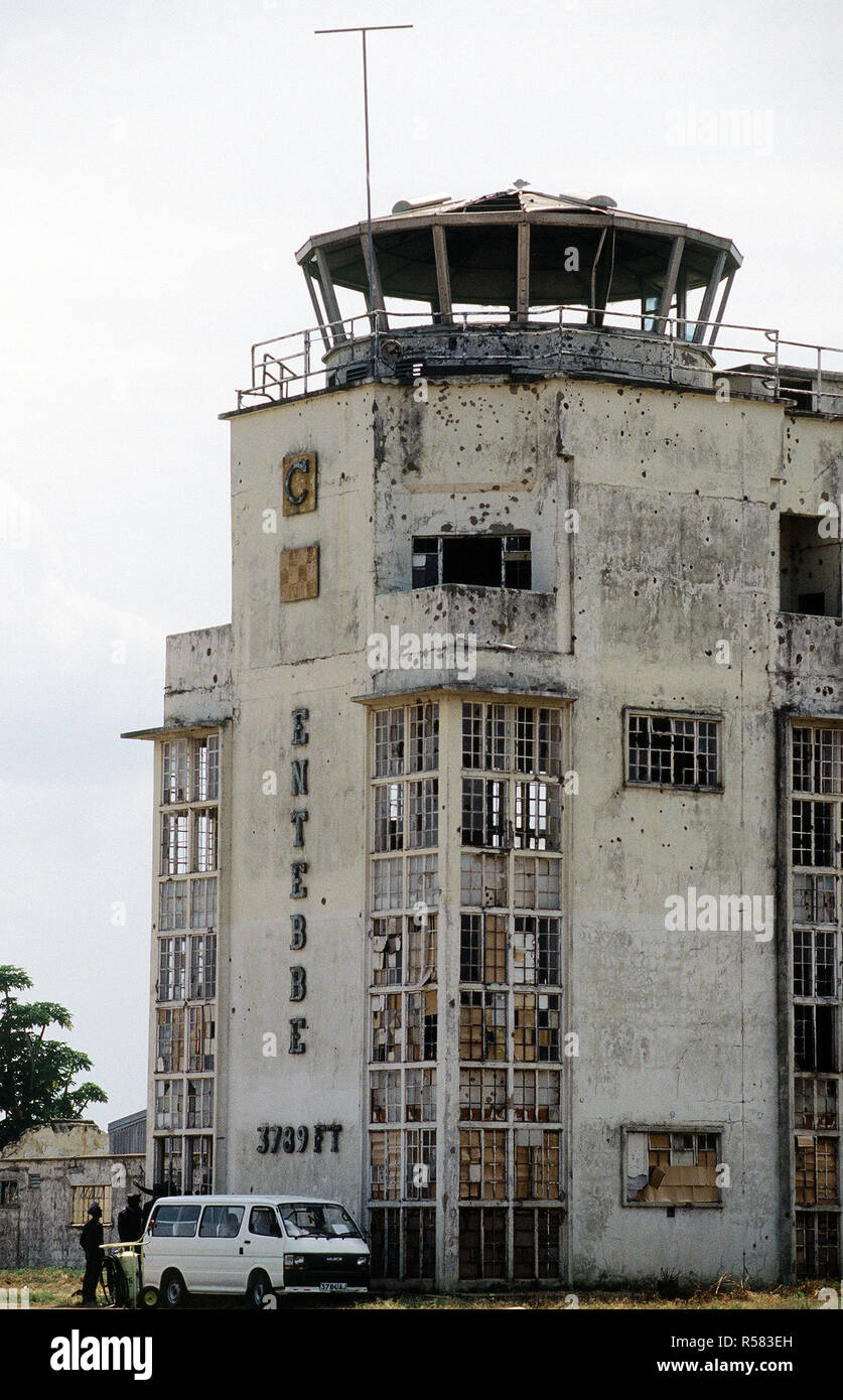 1994 - The bullet marked control tower at Entebbe International Airport ...