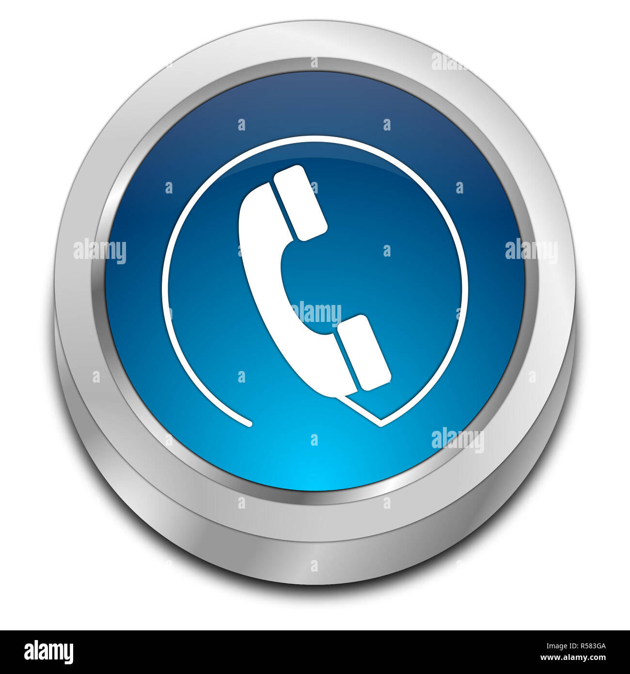 silver blue Phone call Button - 3D illustration Stock Photo - Alamy