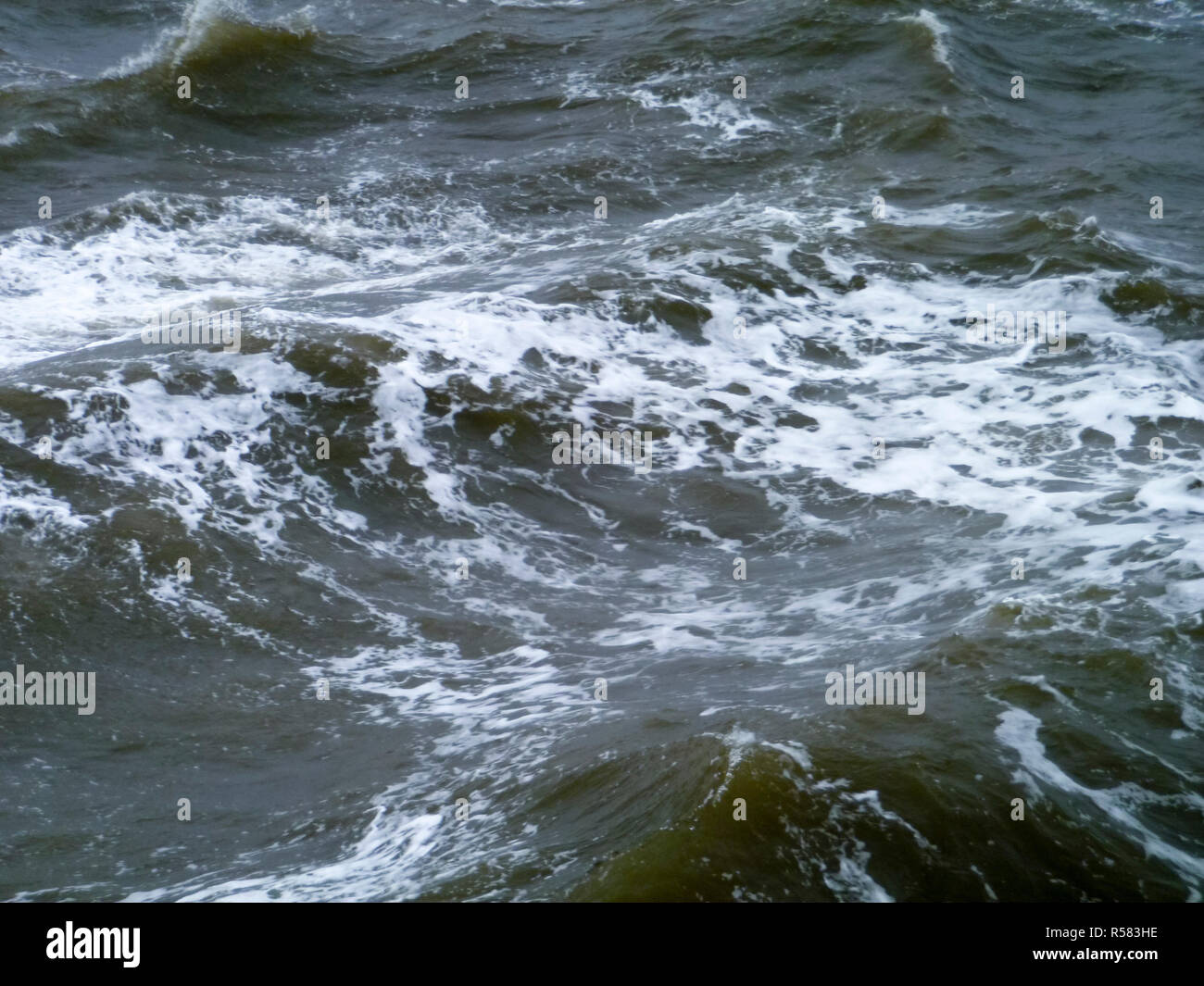 Sea of Troubles with the ship's deck. Waves in cloudy weather Stock ...