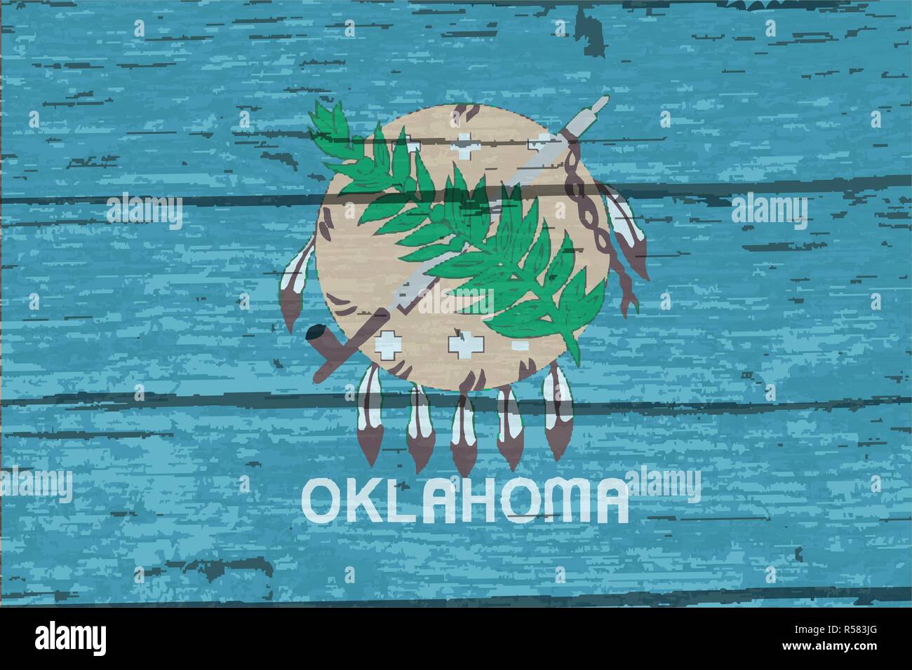 The flag of the USA state of Oklahoma on a wooden background Stock ...
