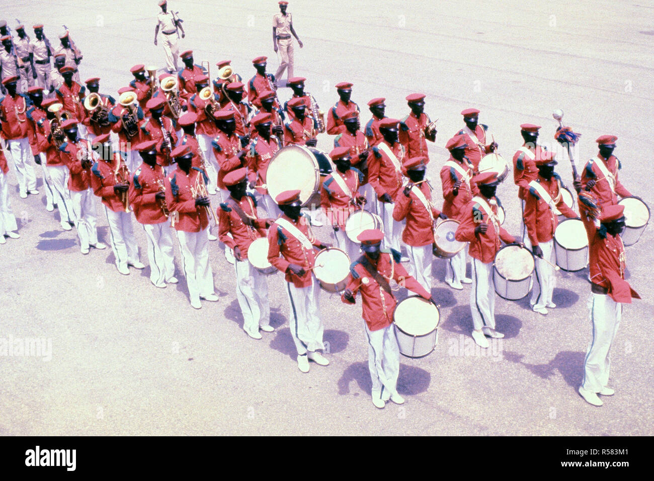 1983 - A Somalian armed forces band passes in review during Exercise ...