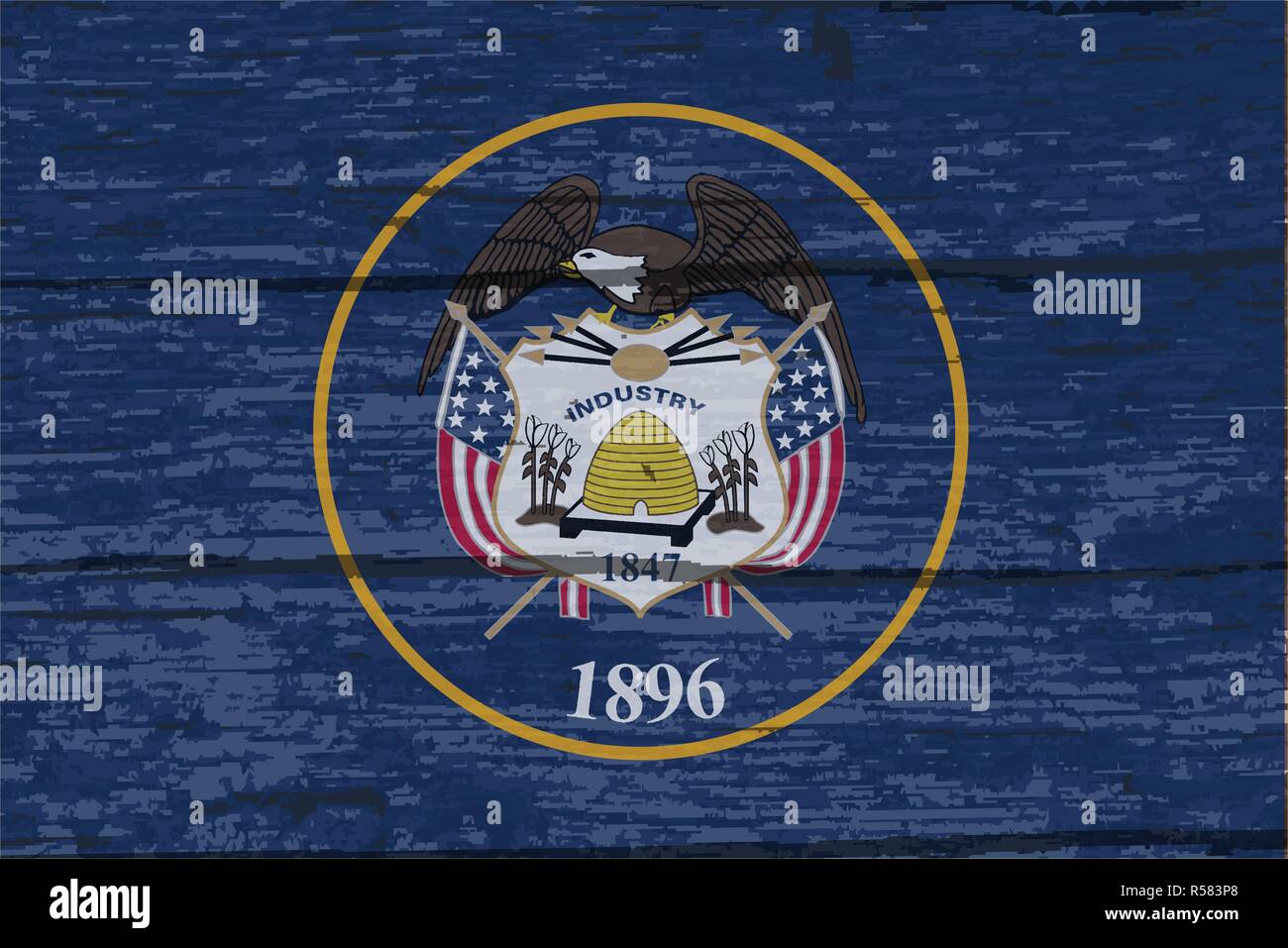 The flag of the USA state of Urah on a wooden background Stock Vector ...