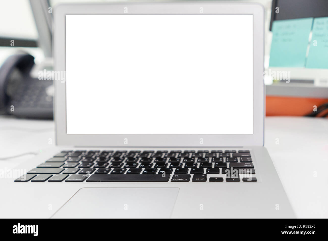 Laptop computer with monitor copy space background Stock Photo - Alamy