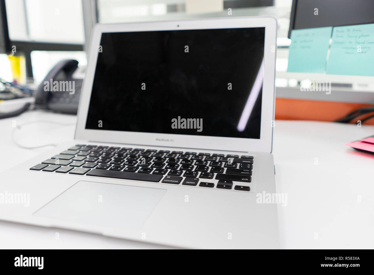 Laptop computer with monitor copy space background Stock Photo - Alamy
