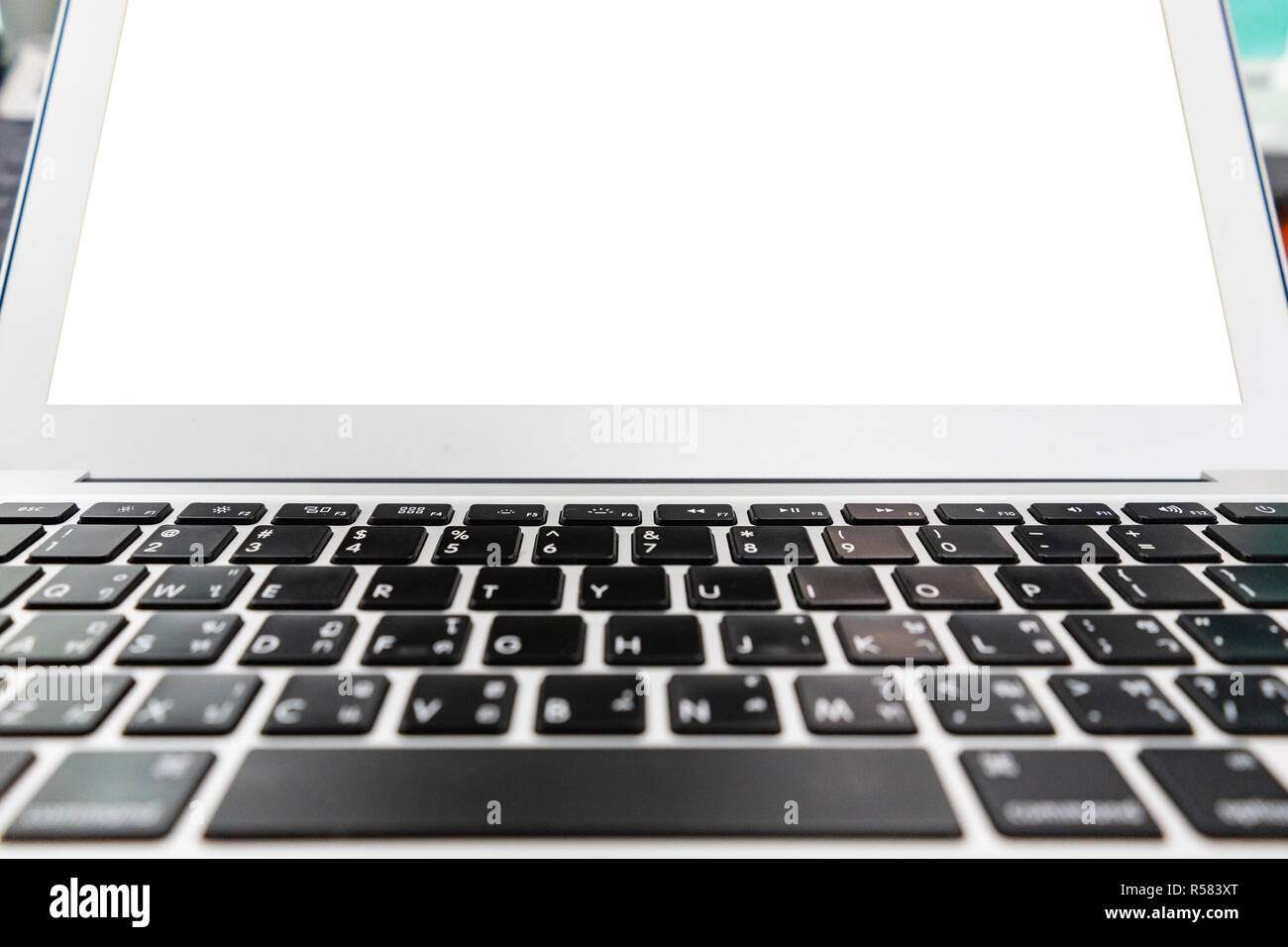Laptop computer with monitor copy space background Stock Photo - Alamy