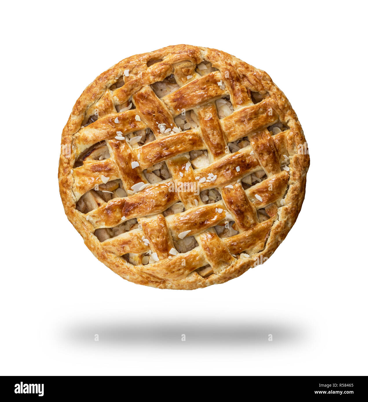 Baked whole round apple pie isolated on white background Stock Photo ...