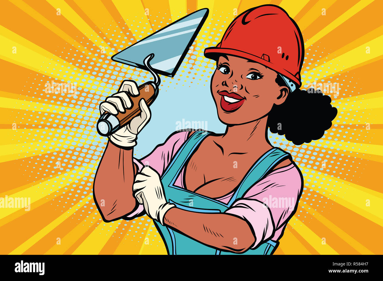 Construction worker with trowell. Woman professional Stock Photo - Alamy