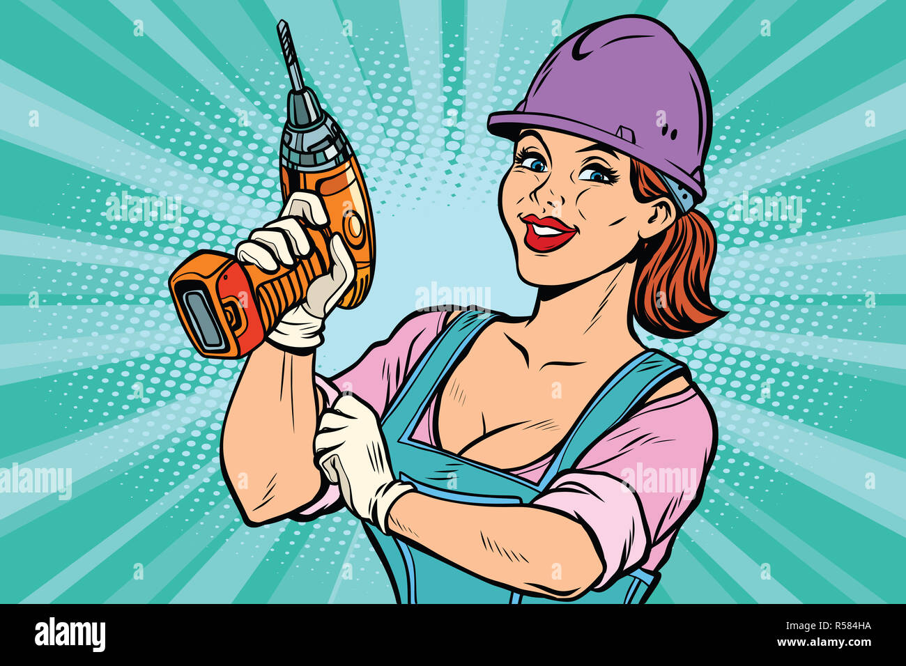 Cartoon construction workers woman hi-res stock photography and images ...