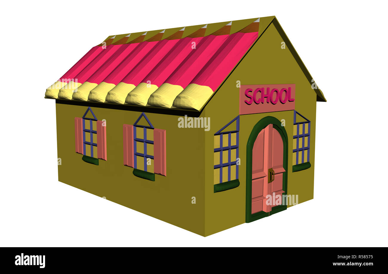 cartoon school building isolated Stock Photo - Alamy