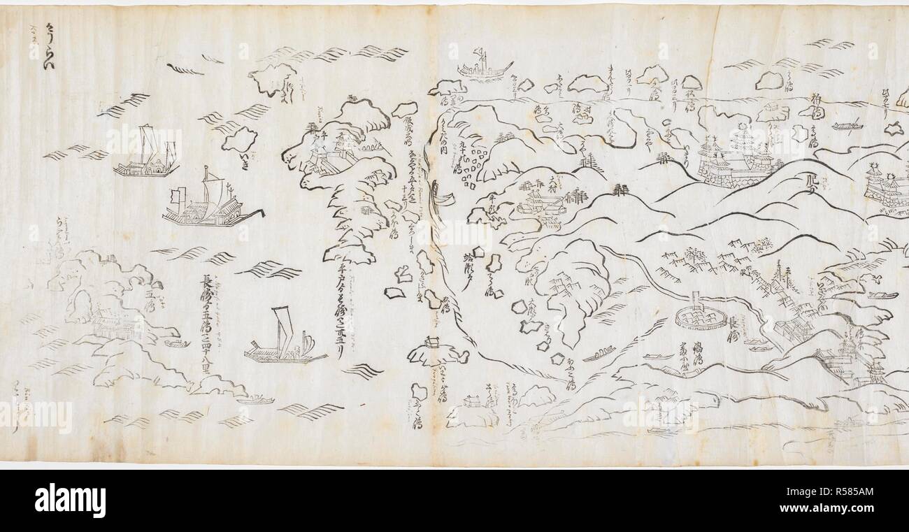 Map of the sea route through various provinces hi-res stock photography ...