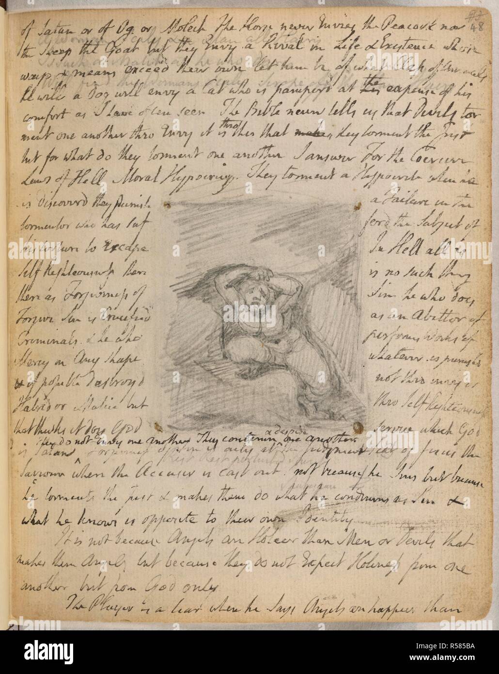 Emblem 59; struggling figure. Notebook of William Blake. England; circa ...