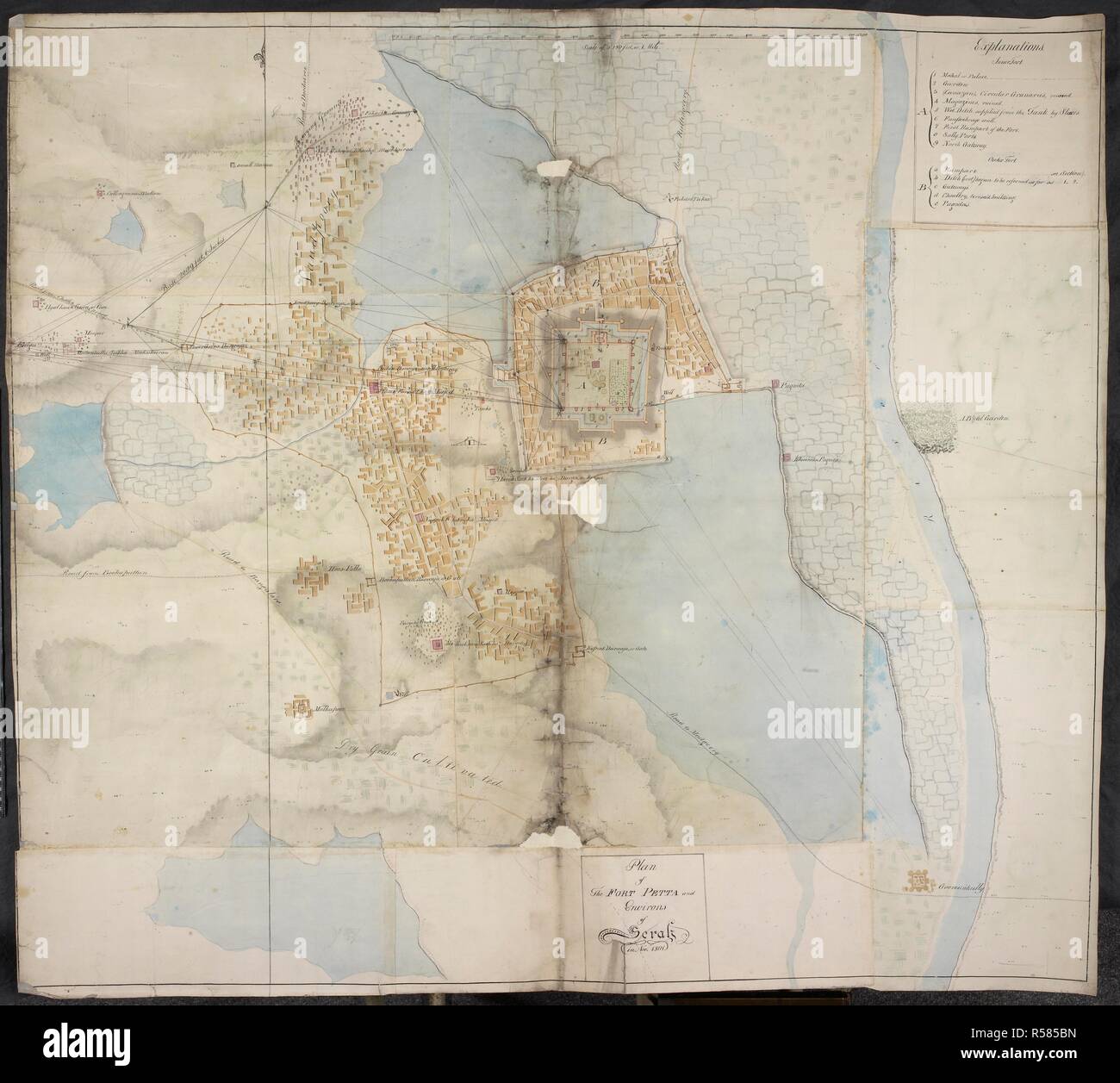 Plan of the Fort, Pettah, and environs of Sira (Mysore). November 1801 ...