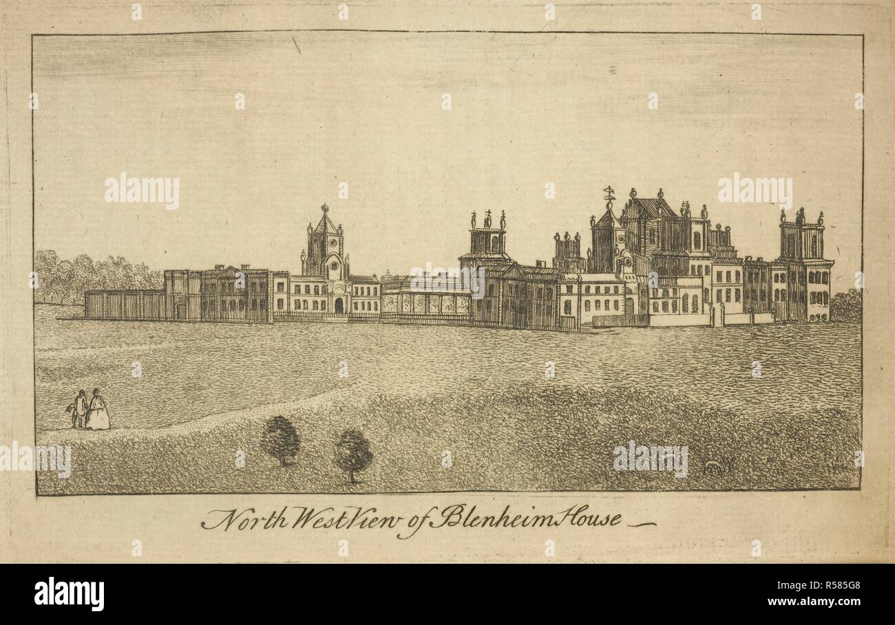 Illustration of Blenheim Palace, North West view. Seat of his grace the ...