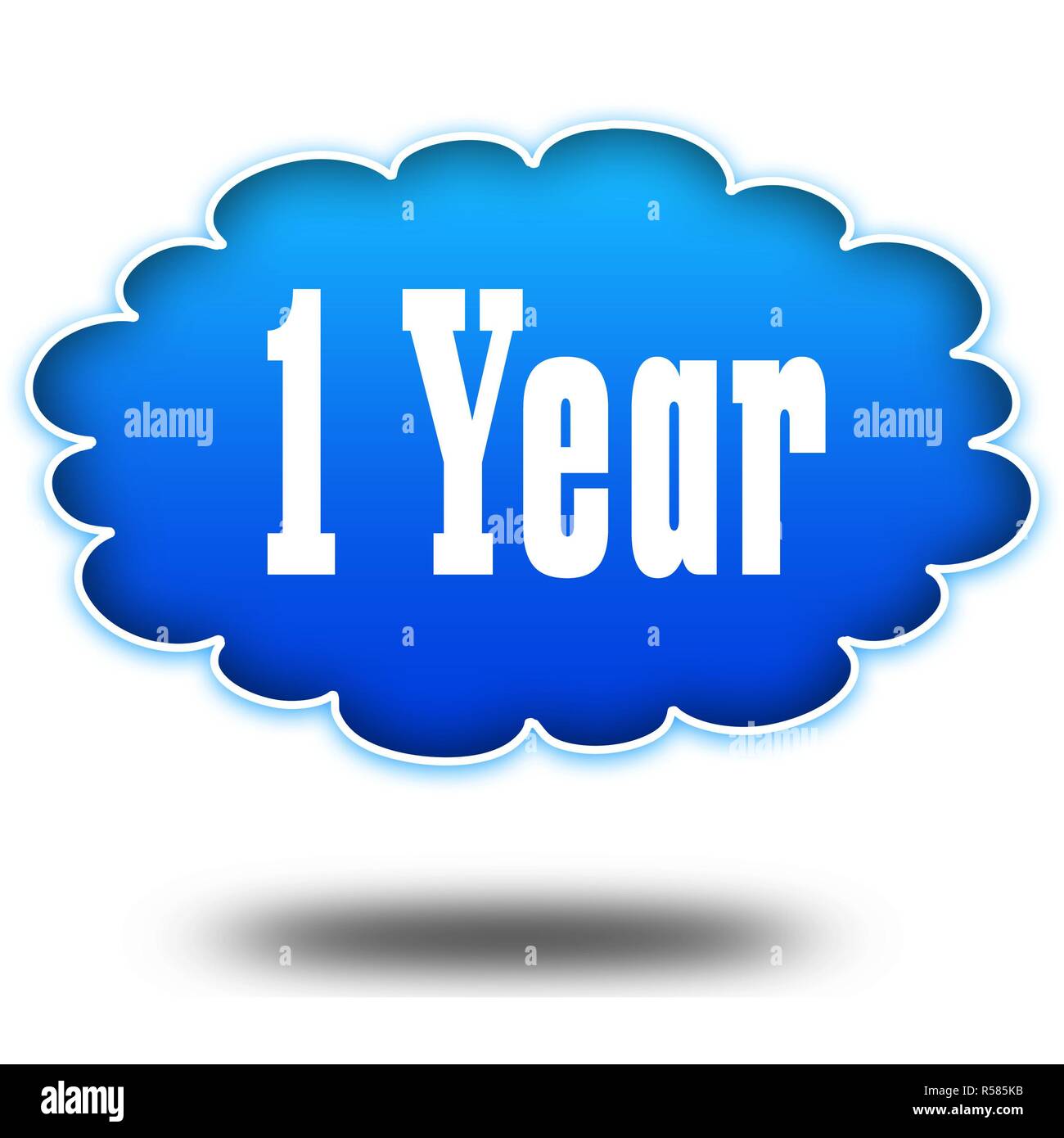 1 YEAR text message on hovering blue cloud Stock Photo - Alamy