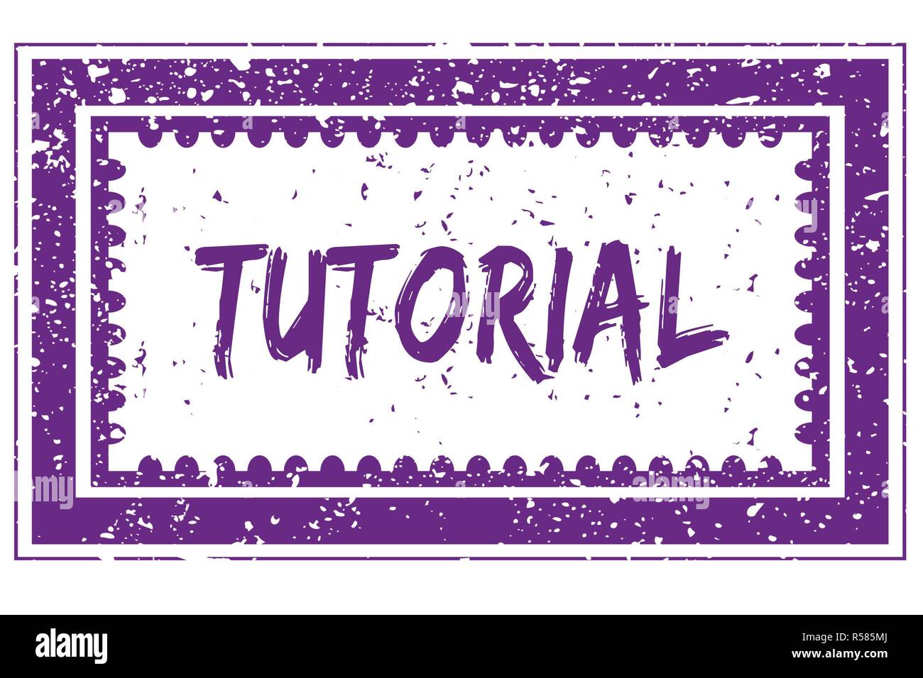 TUTORIAL in magenta grunge square frame stamp Stock Photo - Alamy
