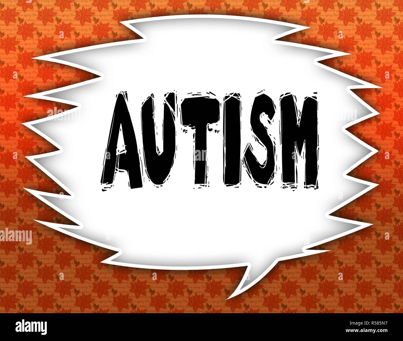 Speech balloon with AUTISM text. Flowery wallpaper background Stock ...