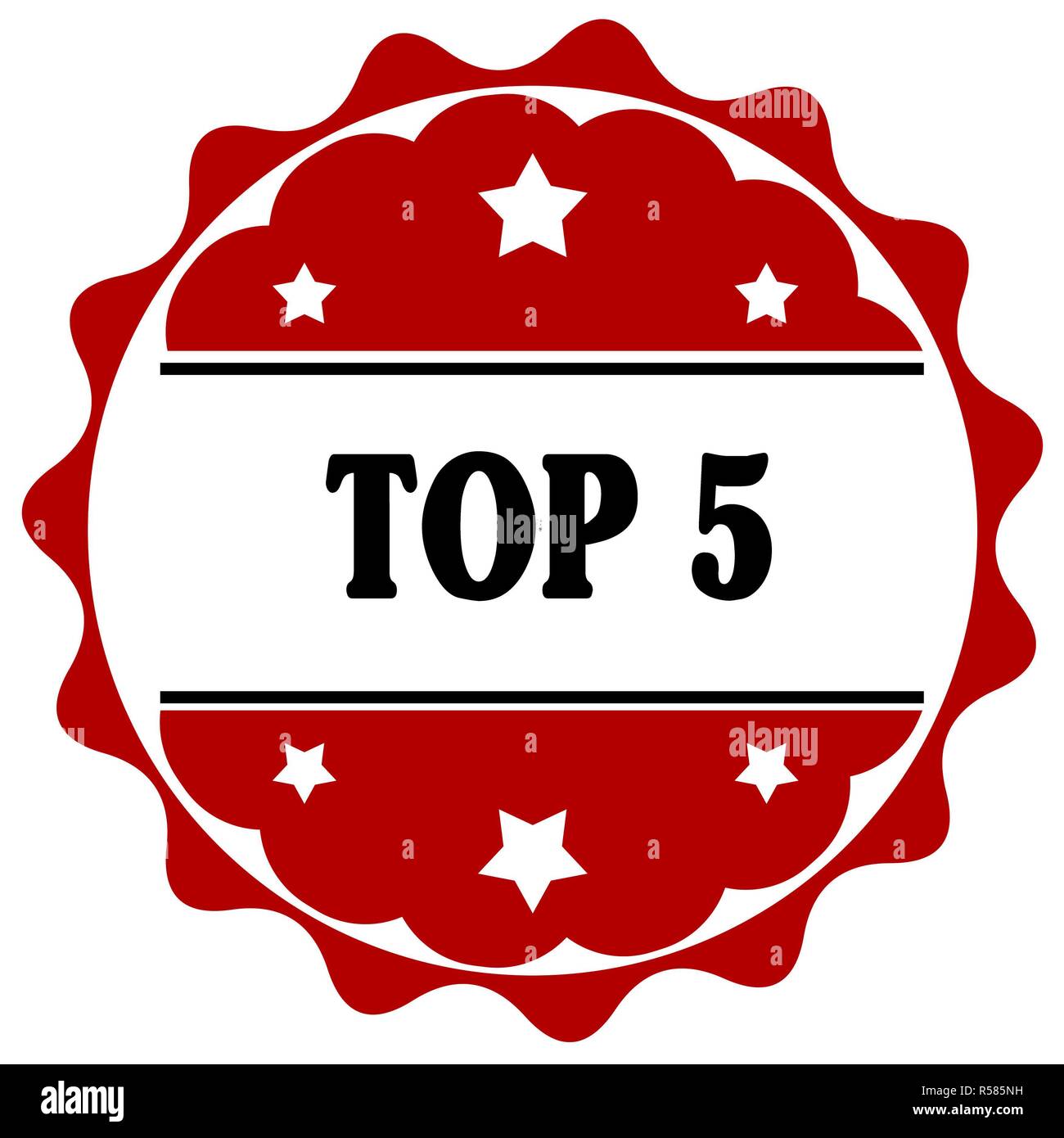 Red label with TOP 5 text Stock Photo - Alamy