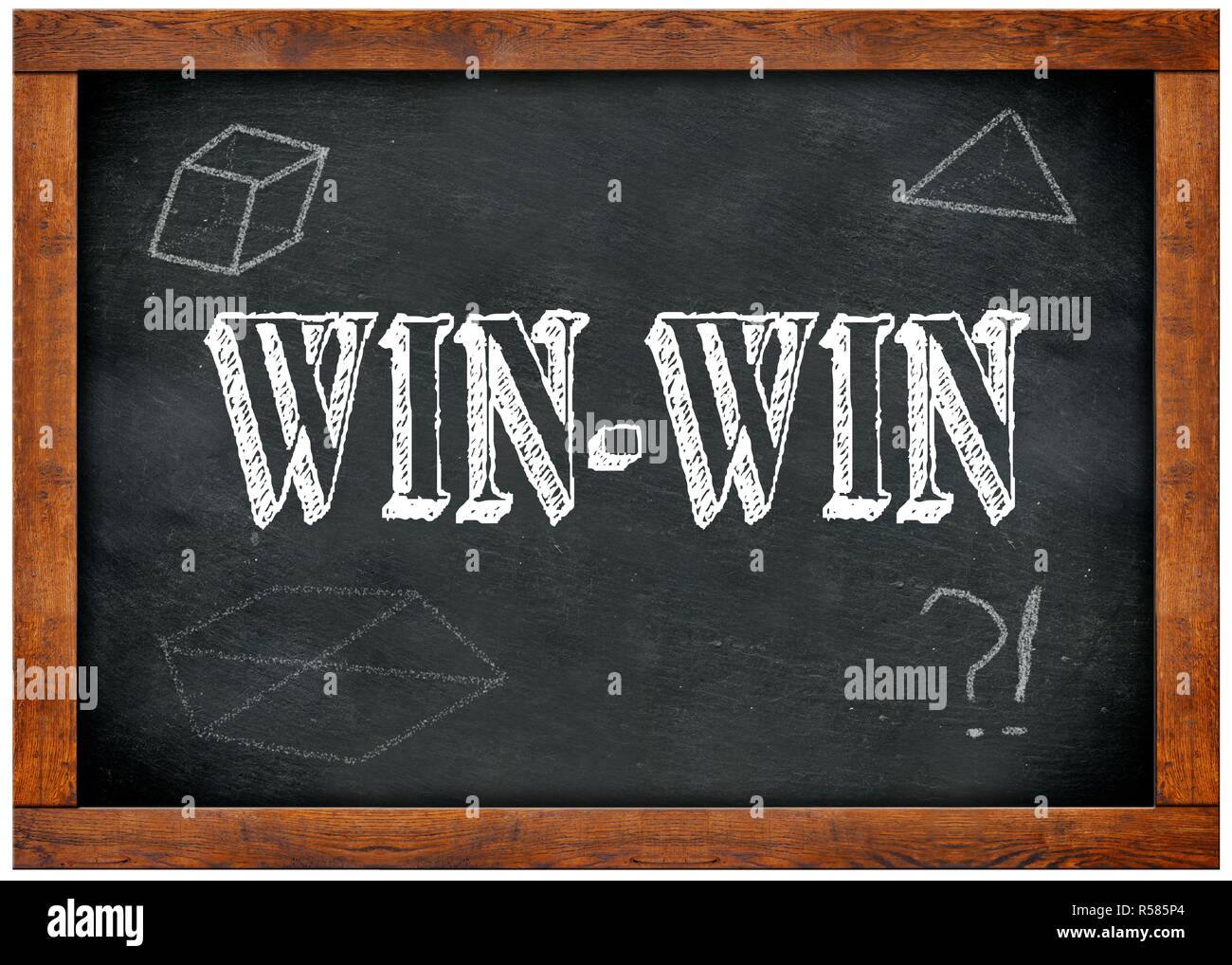 Wood frame blackboard with WIN WIN text written with chalk Stock Photo ...