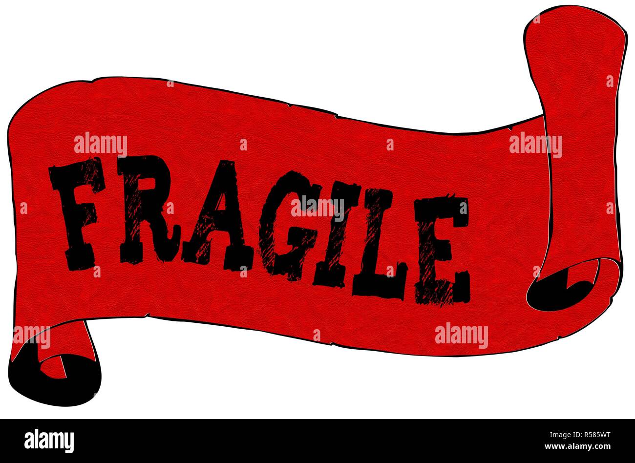 Red scroll paper with FRAGILE text Stock Photo - Alamy