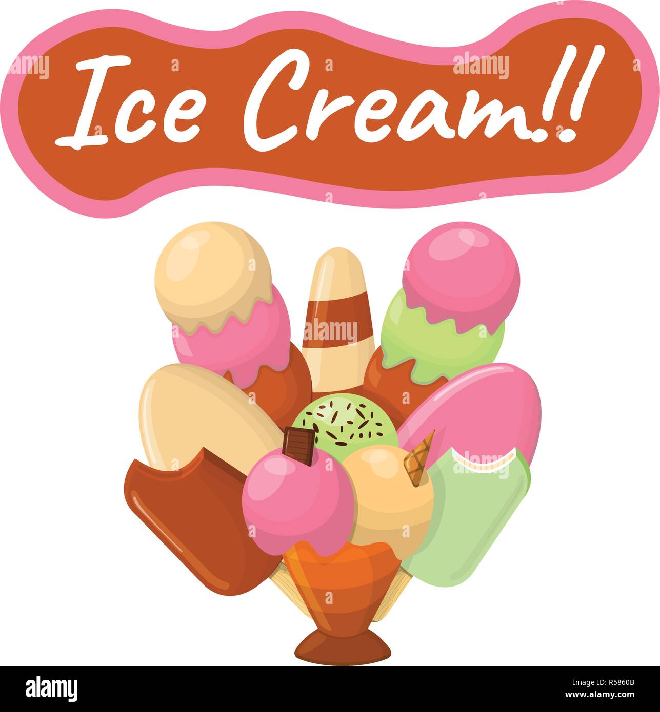 Summer Sundae Logo and Label for Ice Cream Shop. Icon Vector ...