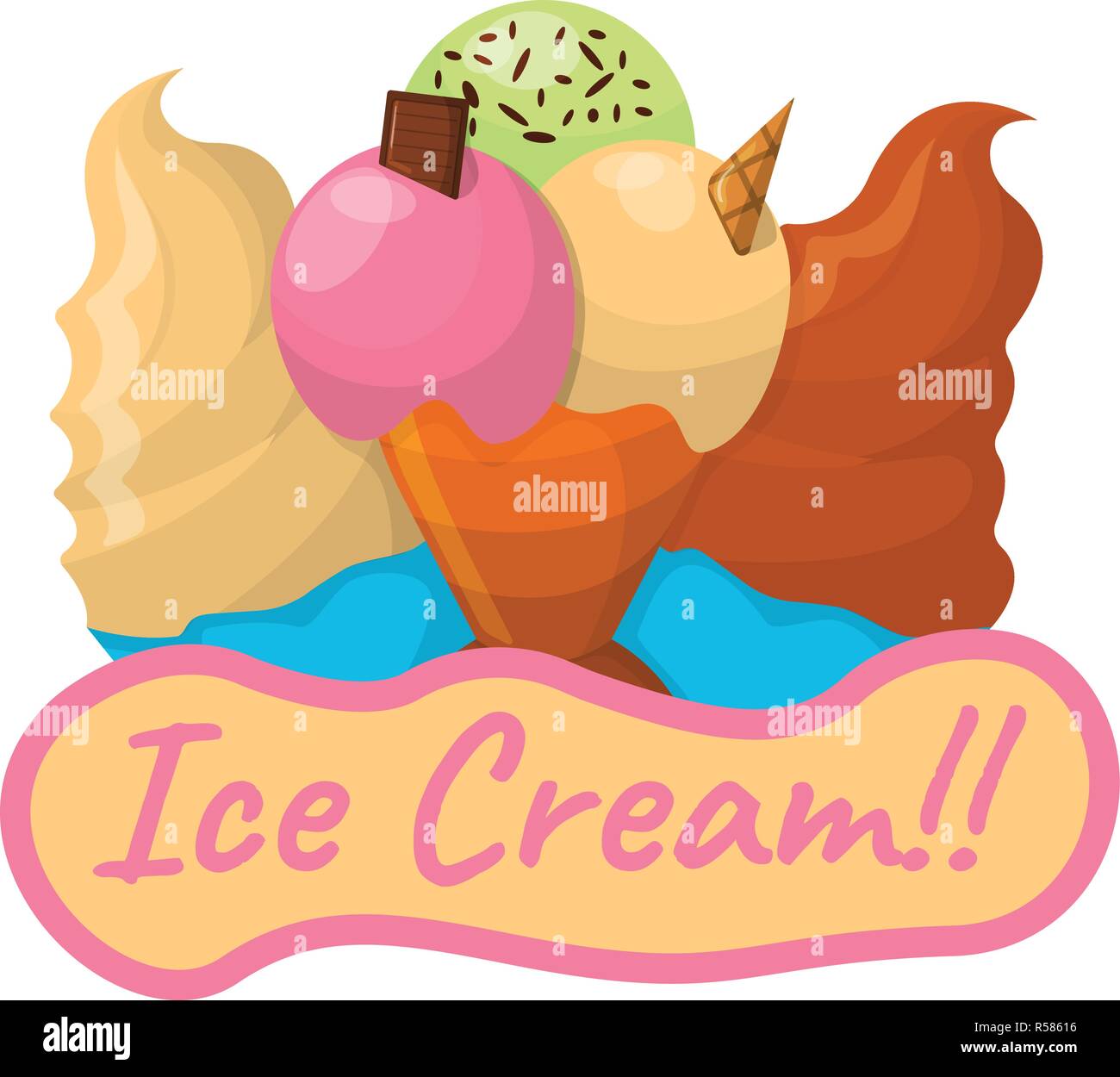Summer Sundae Logo and Label for Ice Cream Shop. Icon Vector ...