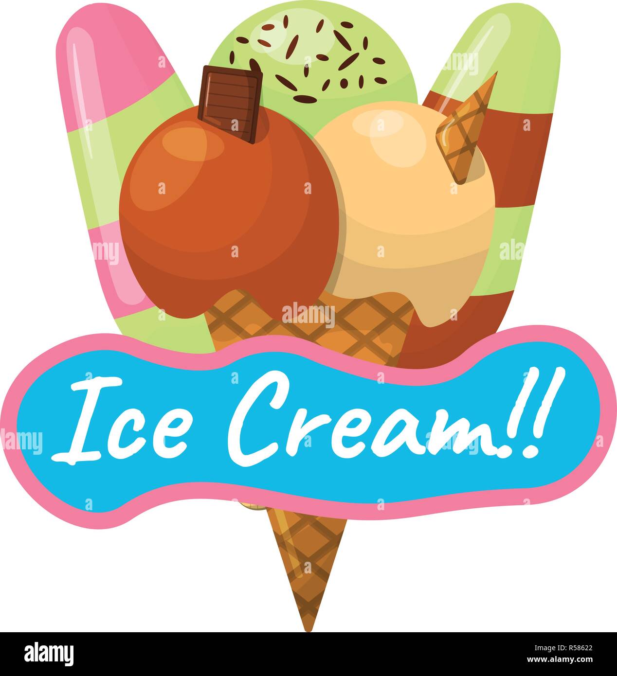 Summer Sundae Logo and Label for Ice Cream Shop. Icon Vector ...