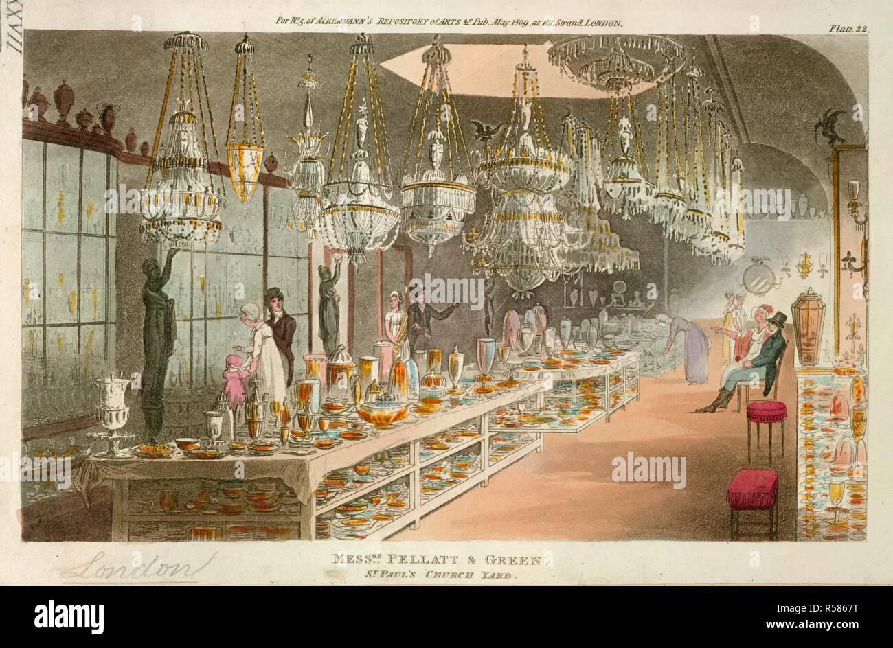 Messrs. Pellatt and Green's. Ackermann, 1809. Inside View of Messrs ...