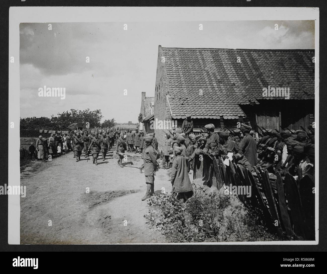 The 6th Jat Regiment marching into its billet [near Merville, France ...