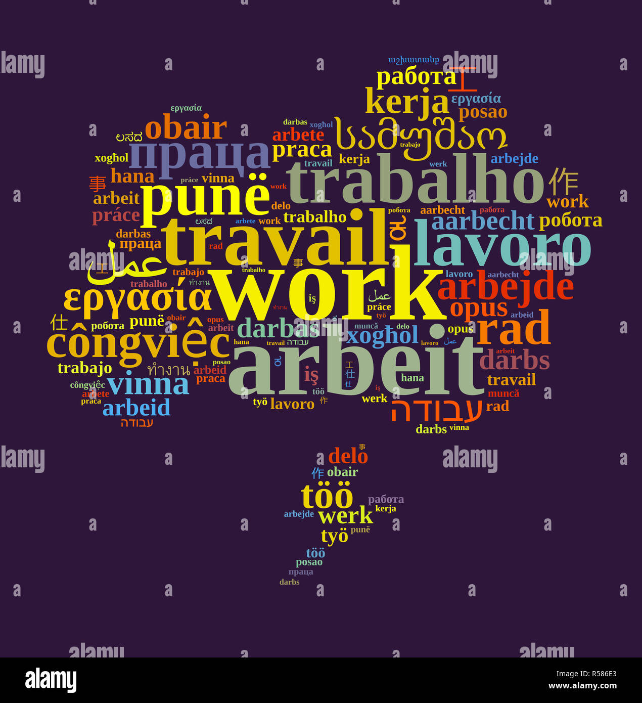 Work in different languages Stock Photo - Alamy