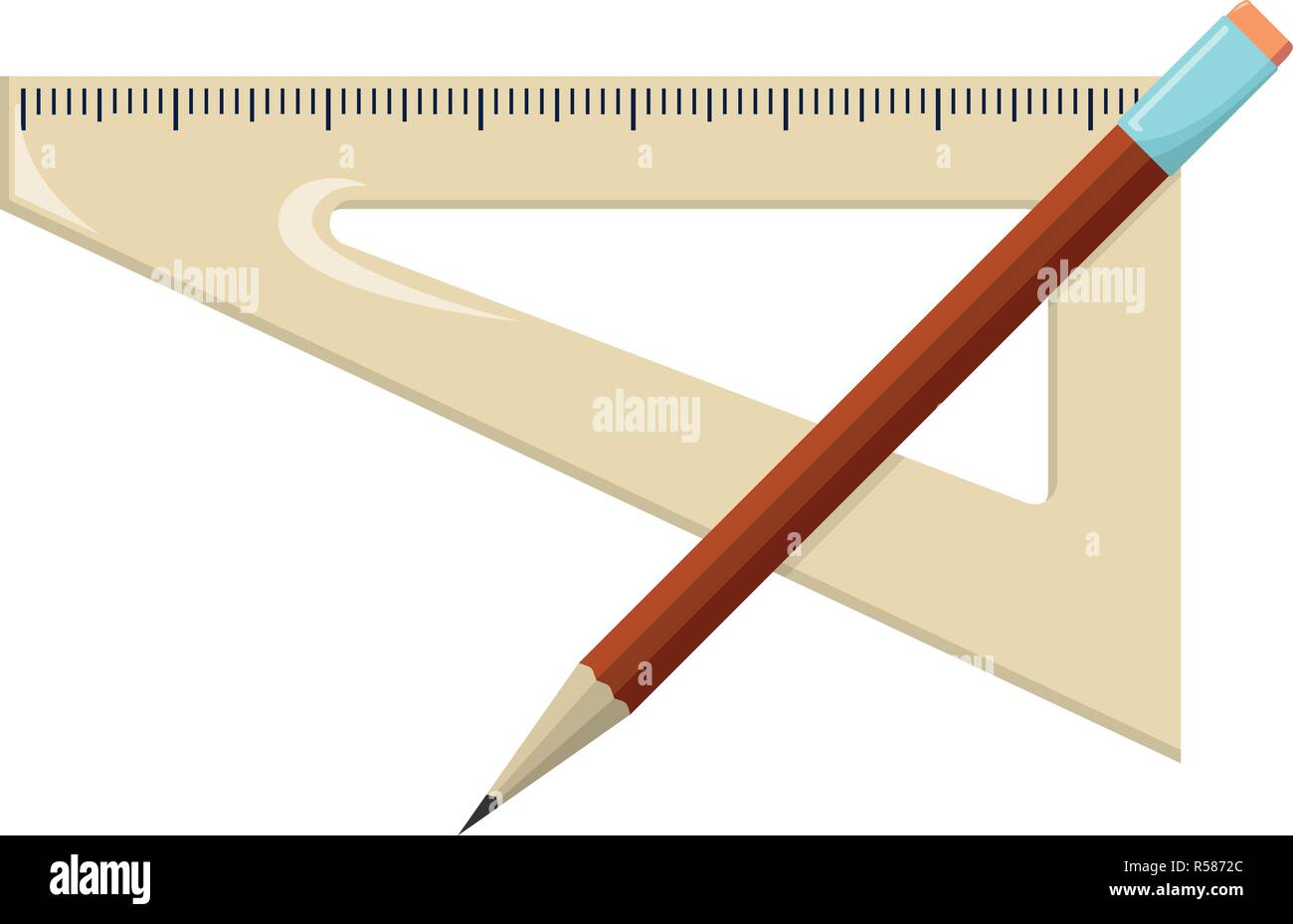 Ruler and Pencil. School Supplies Icon and Logo. Isolated design ...