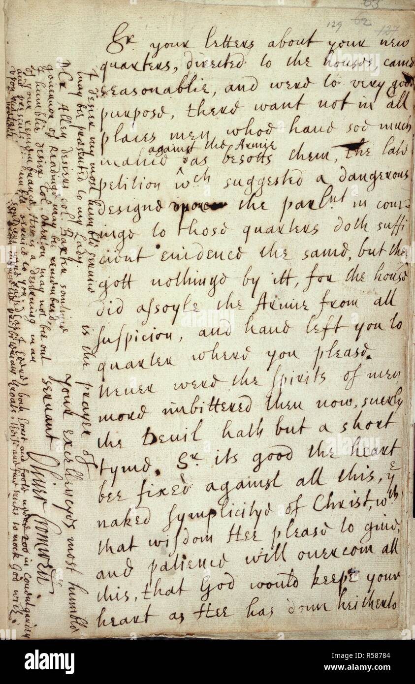 Letter of Oliver Cromwell. England; 1646. [Whole folio] Autograph ...