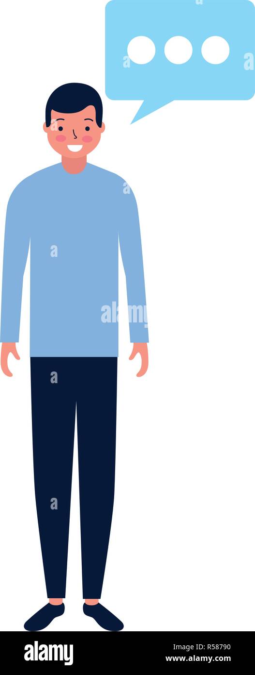 man standing with speech bubble vector illustration Stock Vector Image ...