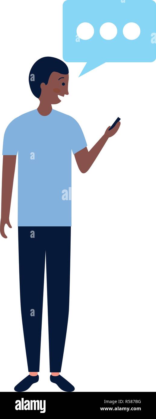 man using mobile speech bubble vector illustration Stock Vector Image ...