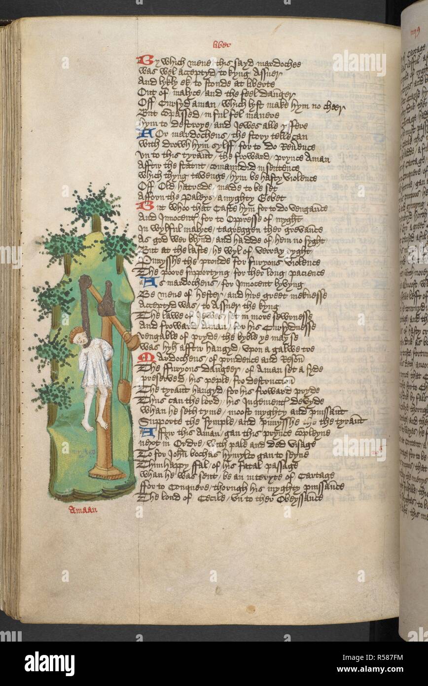 Haman hanging from elaborately counter-weighted gallows. The Fall of ...